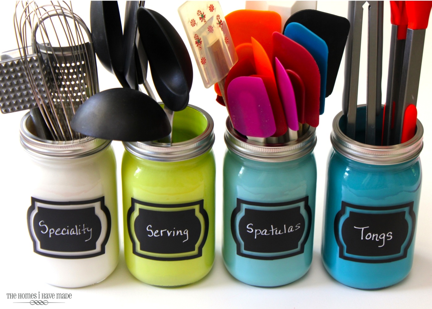 Decrease Drawer Clutter with Painted Utensil Jars